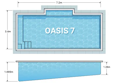 7m Oasis Family Pool | Buy Fibreglass Pools Online and Save